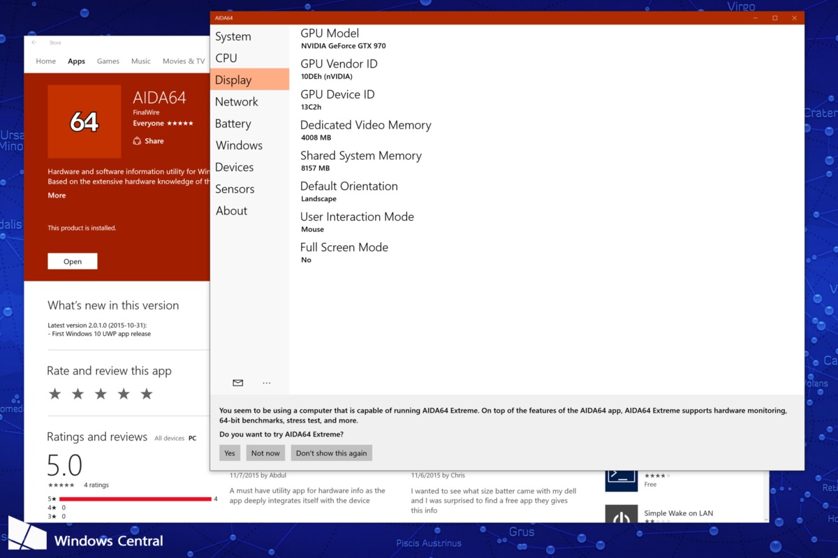 AIDA64 ya está disponible como aplicación Universal para Windows 10