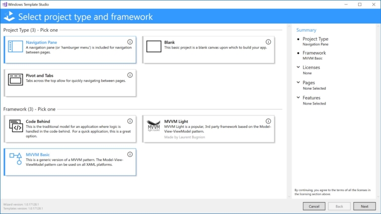 Windows Template Studio ahora incorpora mejoras en el asistente