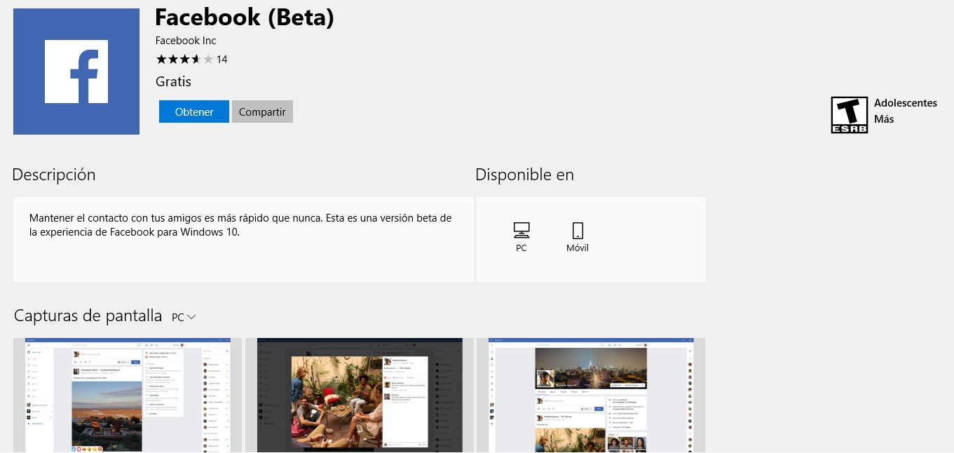Facebook actualiza su Beta para Windows 10 con los avatares redondos